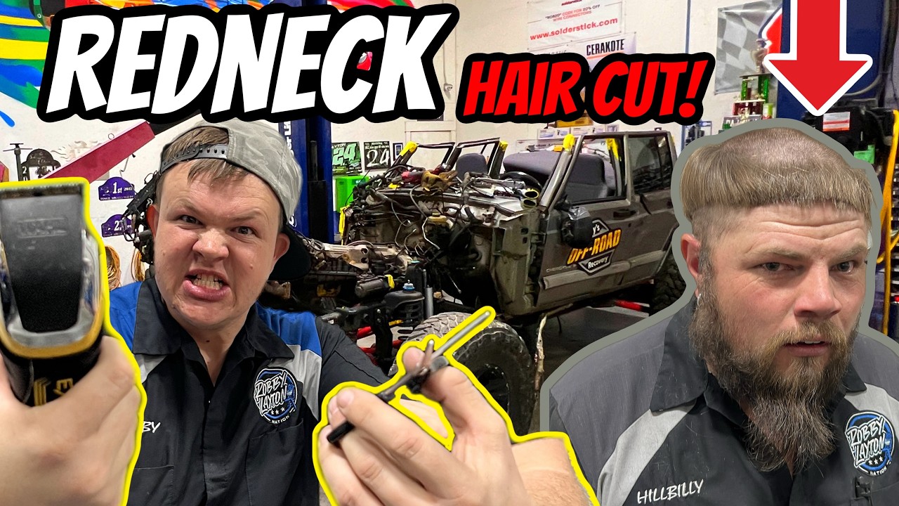 Hillbilly Needed A Haircut, While Working On Jalopy! - YouTube