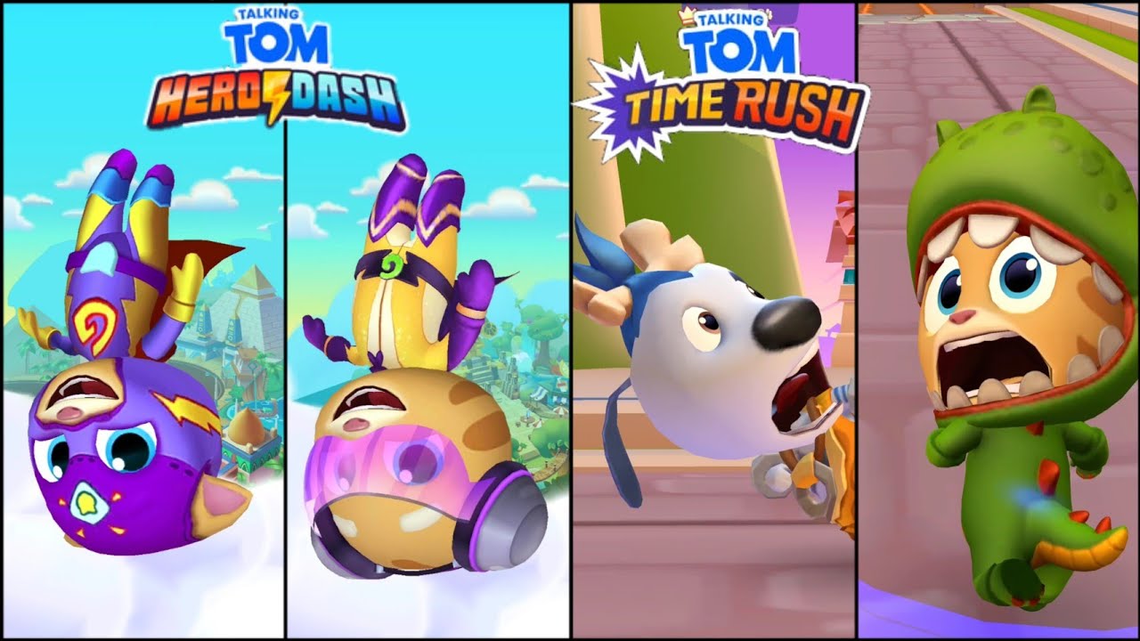 Talking Tom Time Rush -Dino Ginger,stone Age Hank 🆚 Tom Hero Dash ...