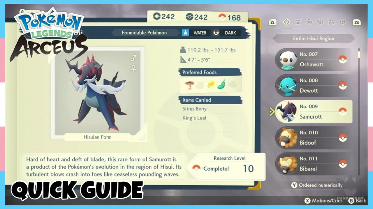 Where To Catch Hisuian Samurott *Alabaster Icelands* In Pokemon Legends ...