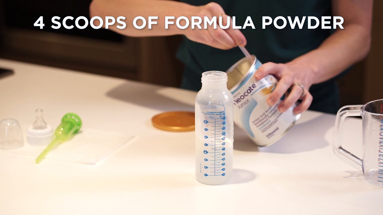 How to mix Neocate Junior formula to 30 calories per ounce - YouTube
