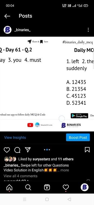 Daily Aptitude - Day 61 Solution | Sentence Formation | BiNaRiEs - YouTube