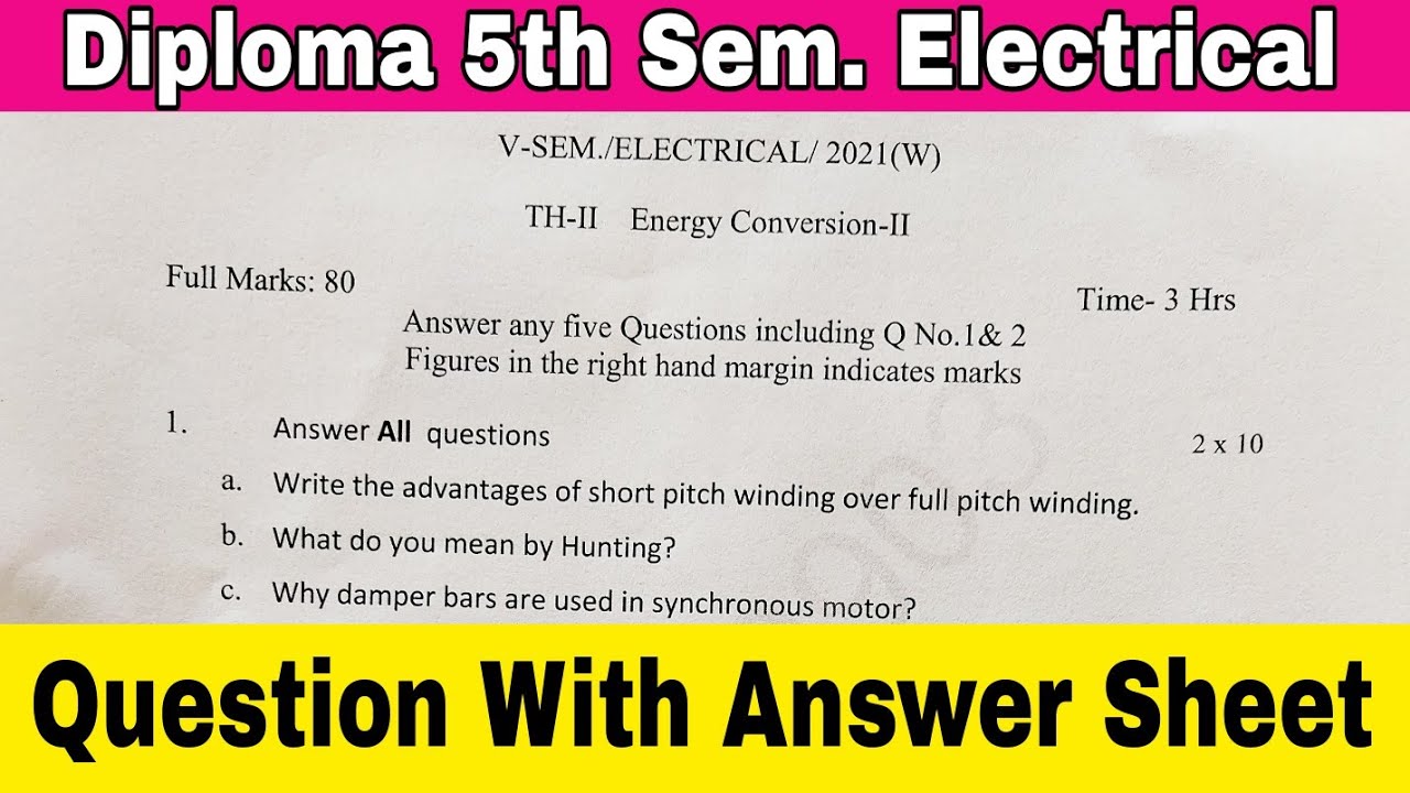 Energy Conversion-2//5th Sem. Diploma//Questions With Answer - YouTube
