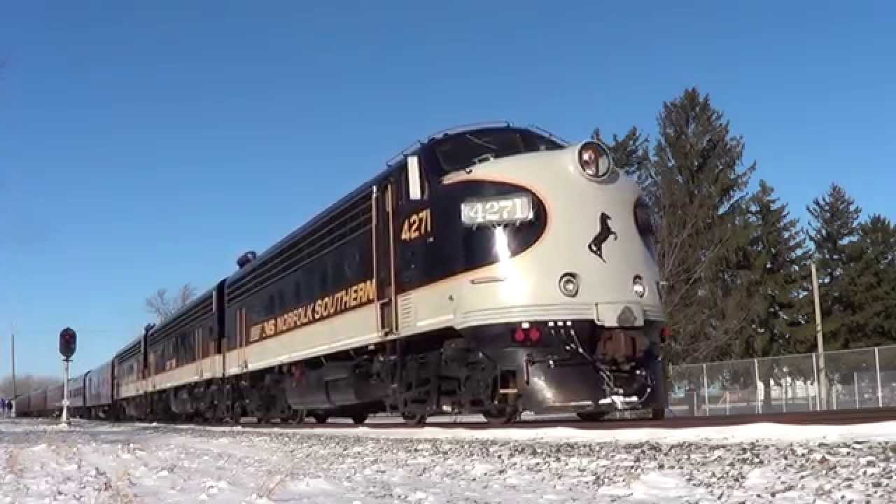 NS 4271 F9A OCS on the PRR Norfolk Southern top brass inspect the CF&E Railroad - YouTube