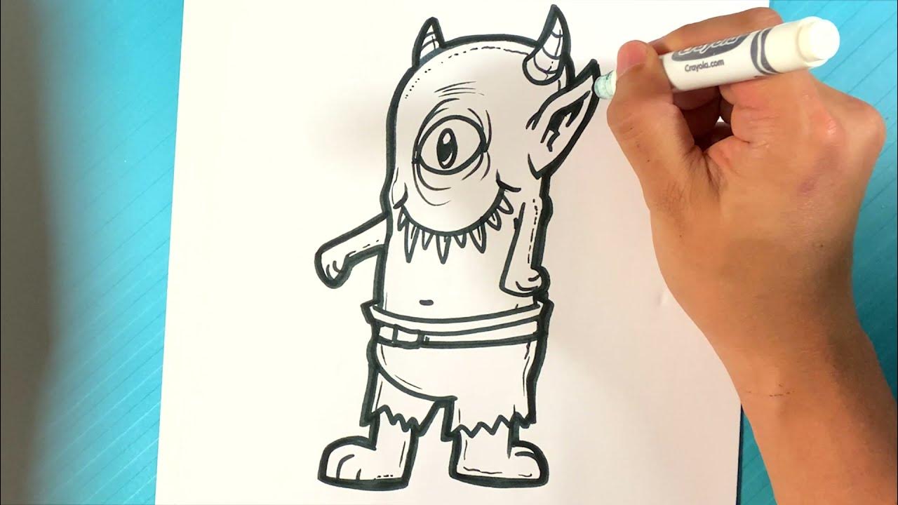 EASY How to Draw a SCARY HALLOWEEN MONSTER - YouTube