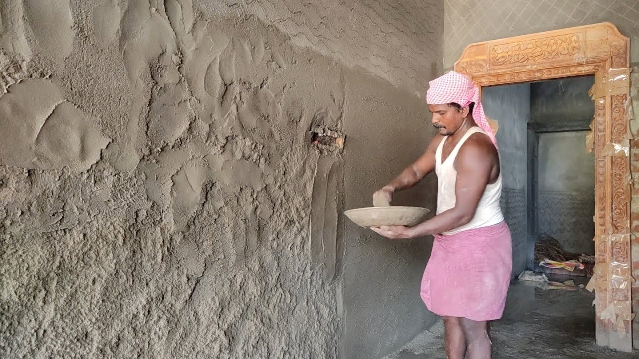amazing techniques-building indian style wall plastering fastest ...