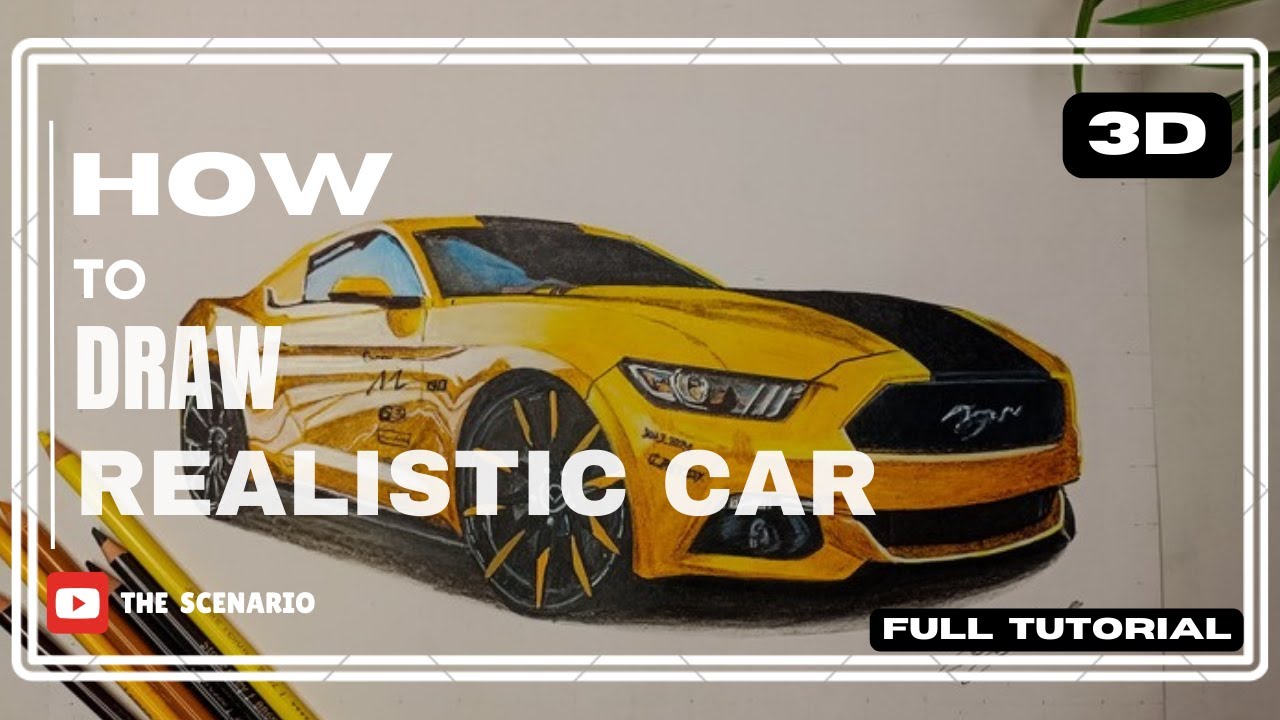 HOW TO DRAW A REALISTIC CAR DRAWING||HOW TO MAKE 3D CAR DRAWING ...