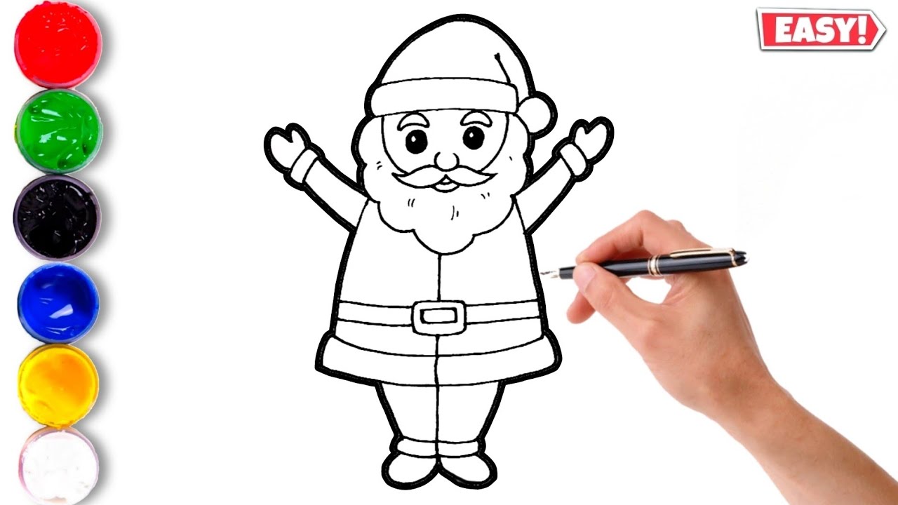 Drawing Santa Claus, Draw and Color Lessons, Learn to Draw, Christmas ...