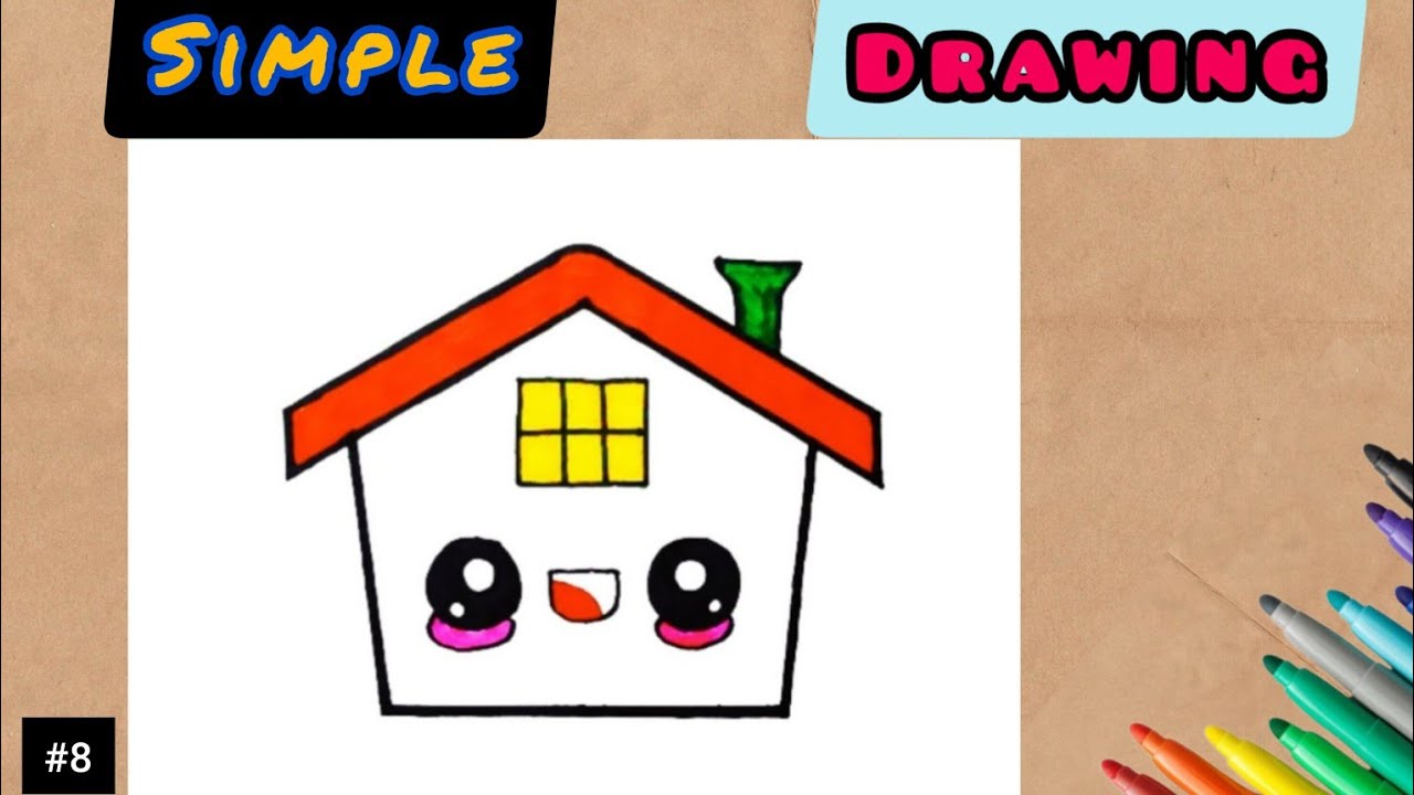 Easy drawing a cute house step by step || simple drawing for beginners ...