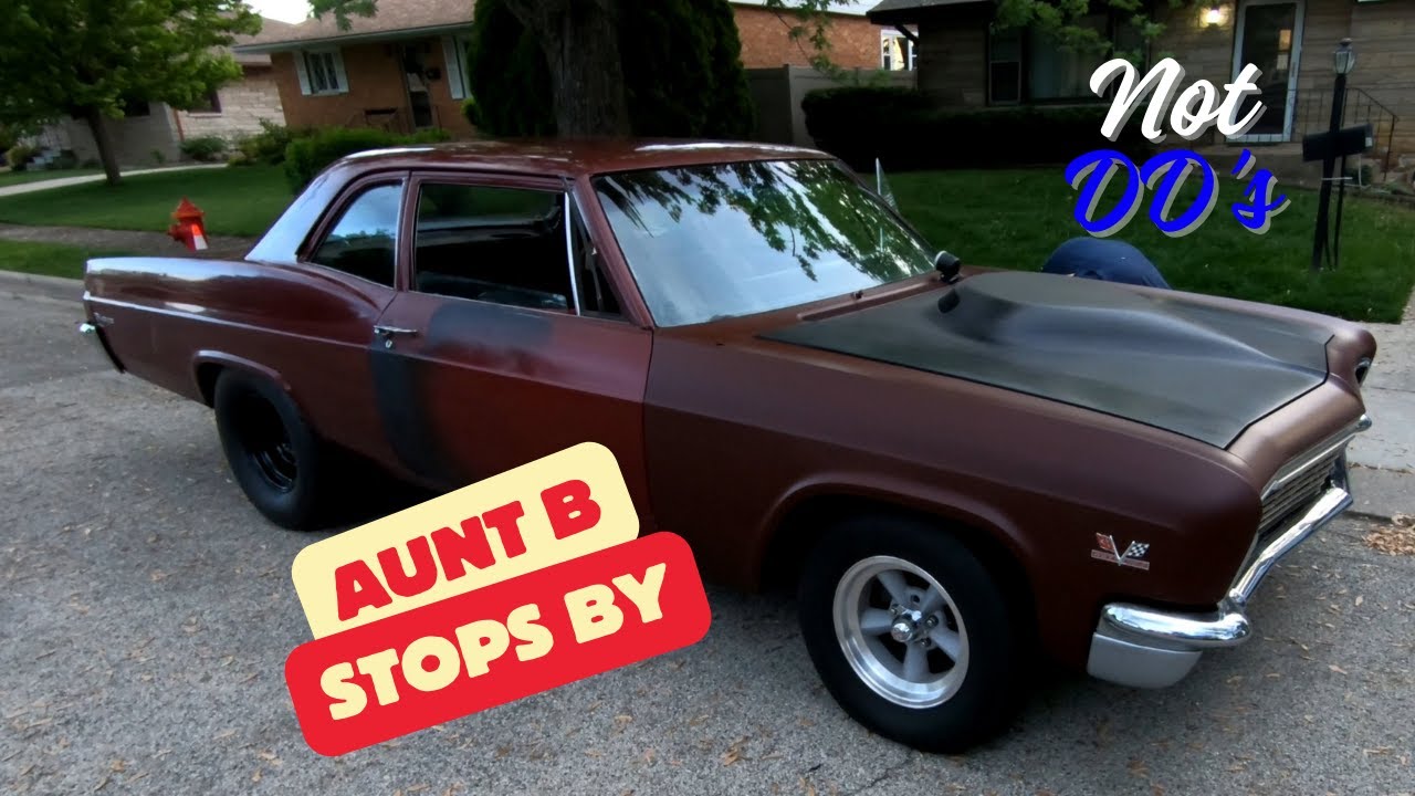 Chopper Bob stops by with Aunt B..1966 Biscayne Big Block 5spd ...