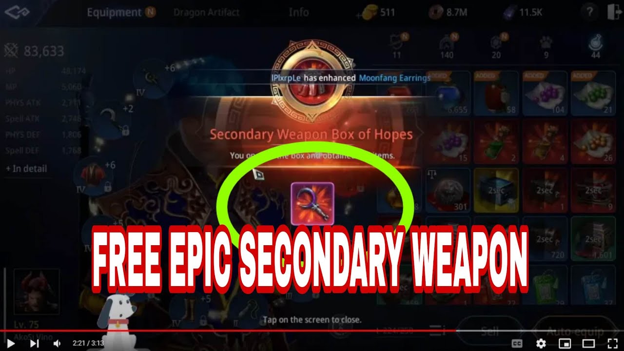 MIR4 - FREE EPIC SECONDARY WEAPON - YouTube