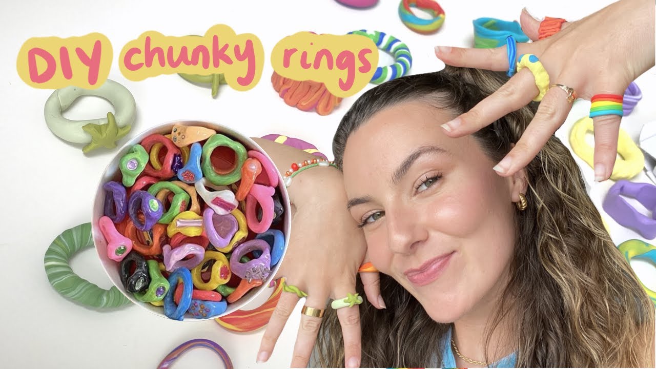 diy chunky polymer clay rings 🌞 (pinterest / tiktok tutorial) - YouTube
