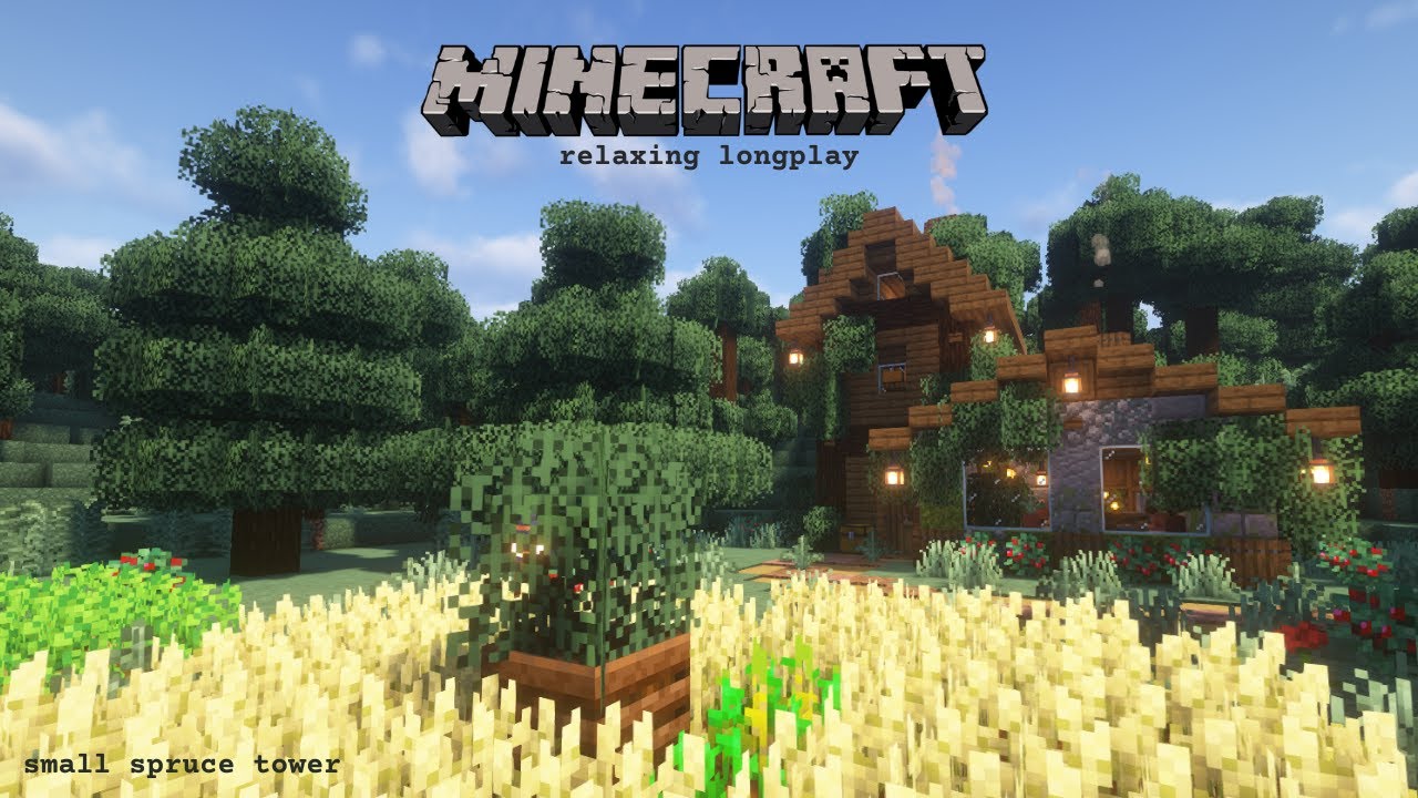 Relaxing Minecraft Longplay 𓆣 Small Spruce Tower (No Commentary, No ...