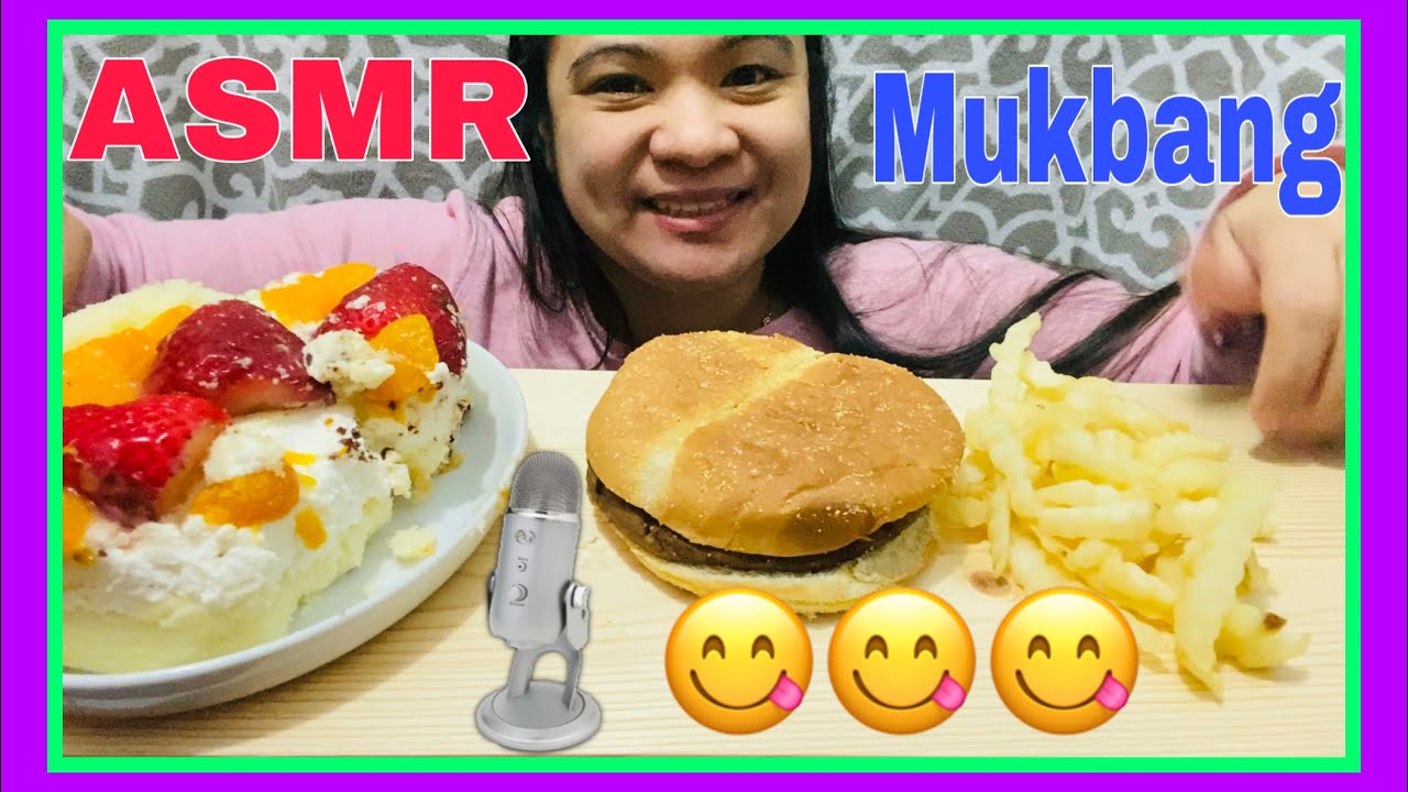 ASMR BURGER FRIES and CAKE | Mukbang | No Talking I Ohana ABode#194 ...