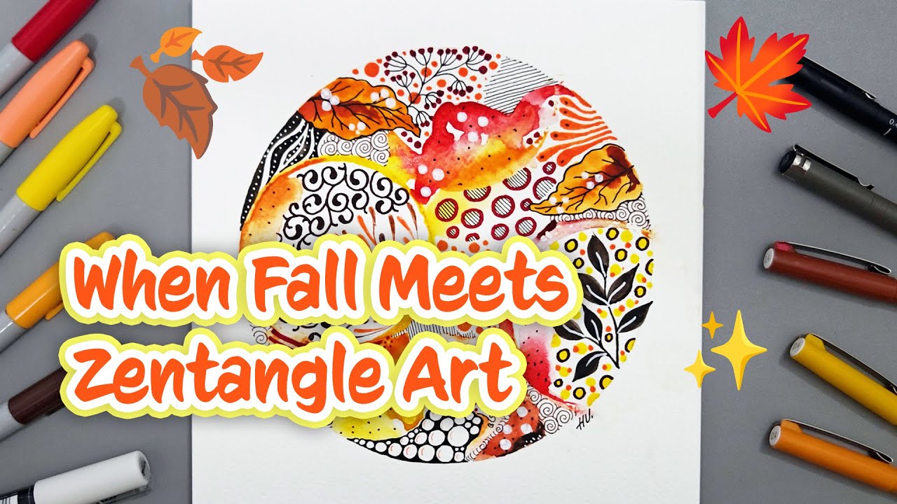 Autumn Watercolor Zentangle – Relaxing Fall Colors in a Circle Art 🍁 ...
