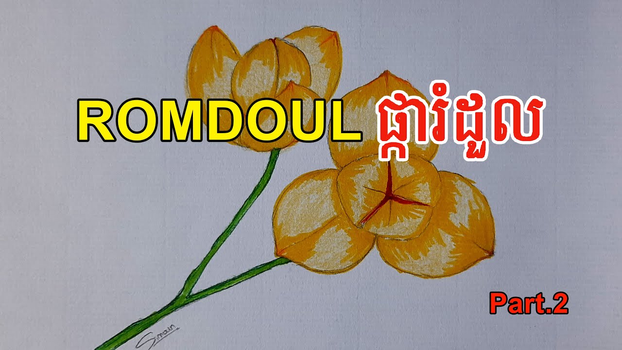 How to Draw Romdoul Part.2/ ផ្ការំដួល/ National Flower #Cambodia - YouTube