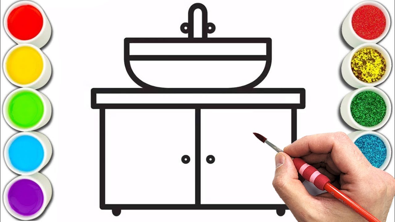 Wash Basin Drawing, Painting & Coloring For Kids and Toddlers_ Child ...