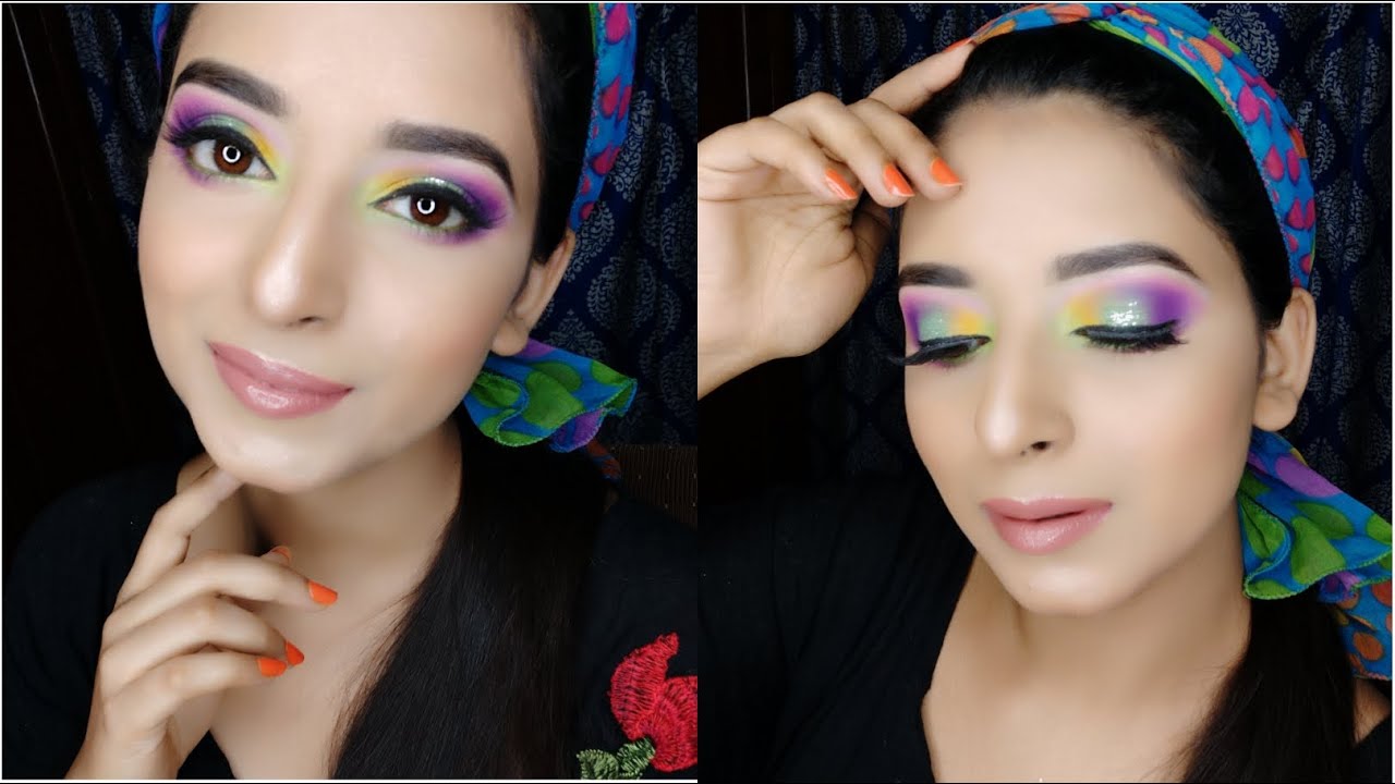 Colorful eye makeup tutorial - YouTube