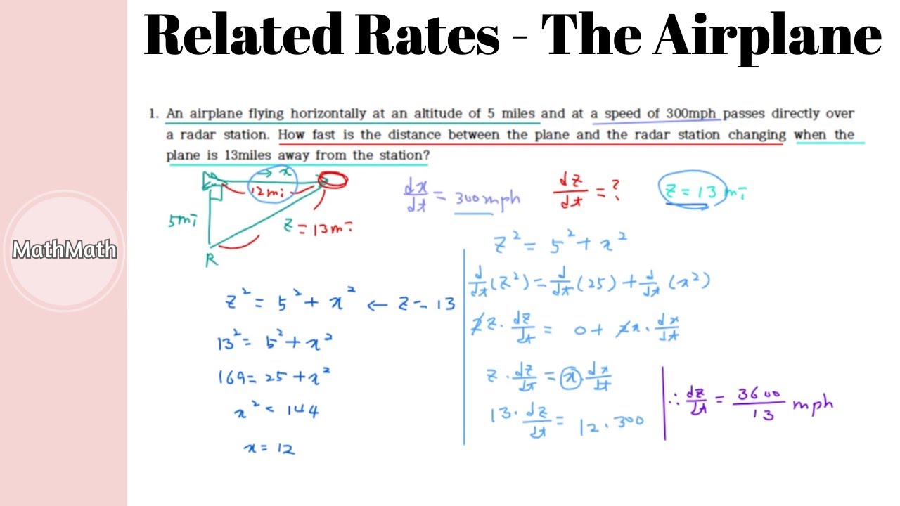 Differentiation - HOW TO: Related Rates - The Airplane - YouTube