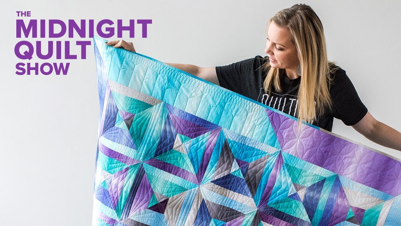 "Split Square" QST Strip Quilt with RULER QUILTING | Midnight Quilt ...