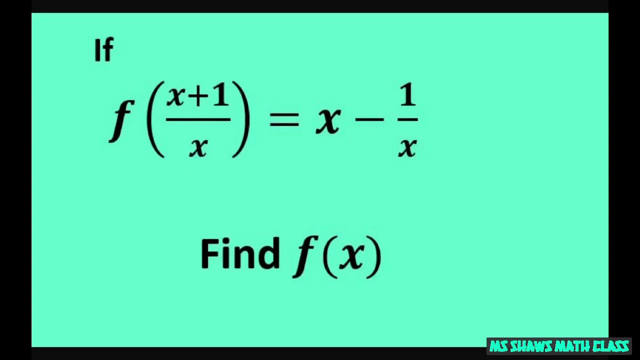 If F x 1 x X 1 x Find F x YouTube