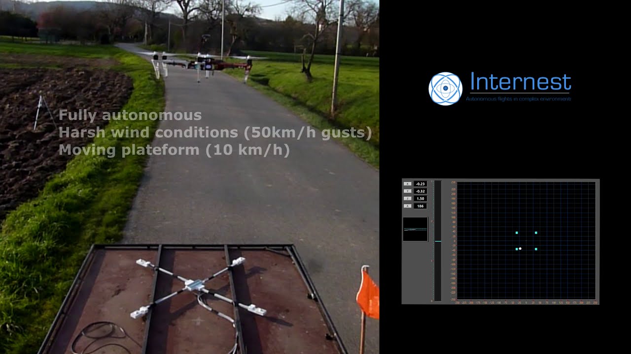 Quadcopter landing on a moving trailer - YouTube