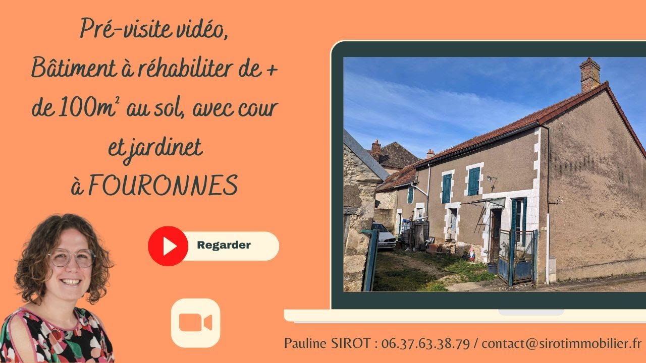 Extrait de la pré visite vidéo, Bâtiment de + de 100m² au sol avec cour et jardinet à FOURONNES ...