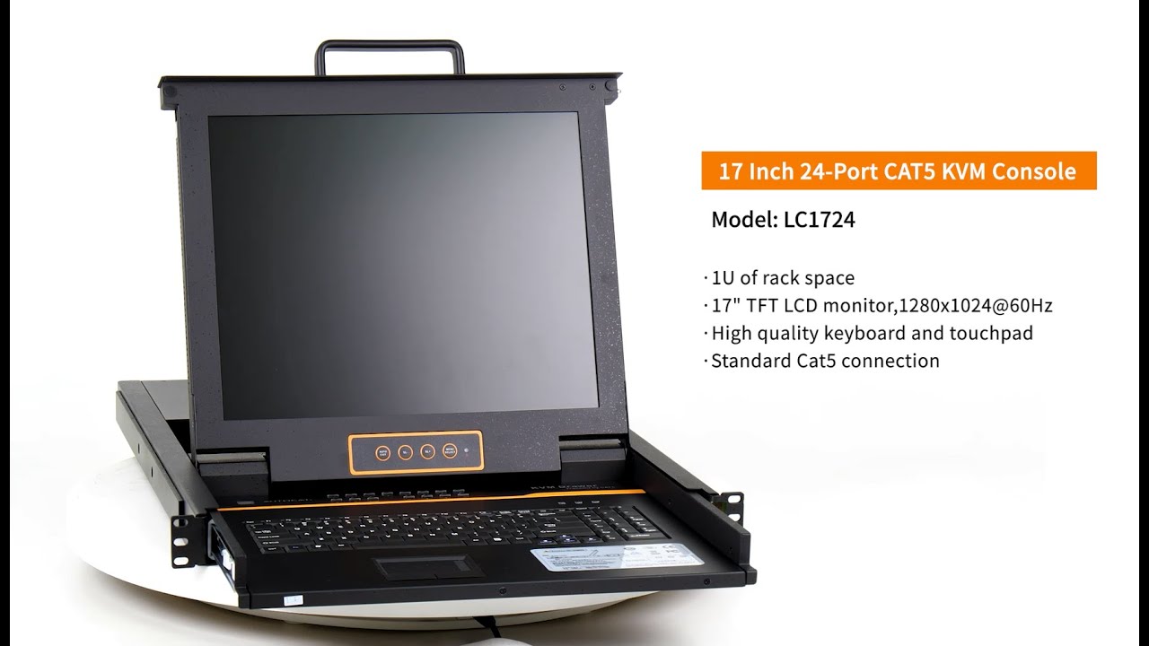 Kinan Single Rail 17” 24 Port CAT5 LCD KVM Switch review - YouTube