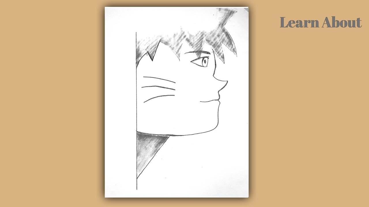 Easy anime half face drawing | How to draw Naruto Uzumaki step by step ...