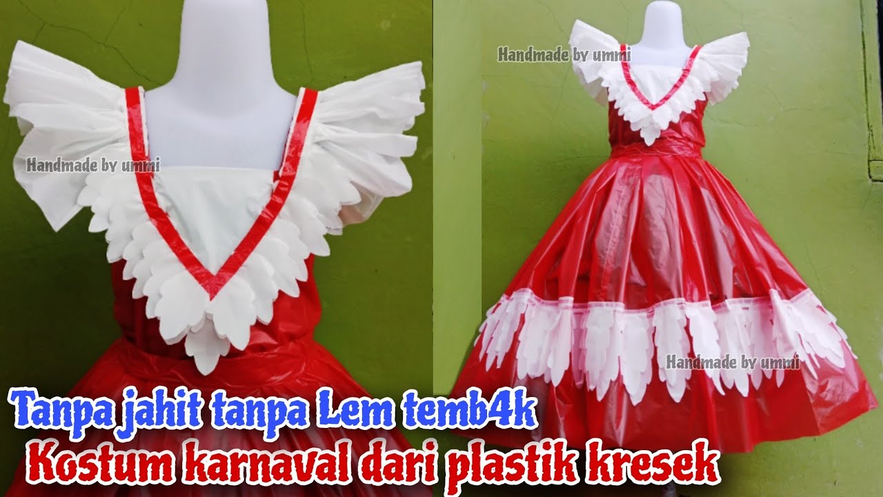 Gaun / Atasan Rok mekar dari Plastik kresek |Kostum karnaval 17 ...