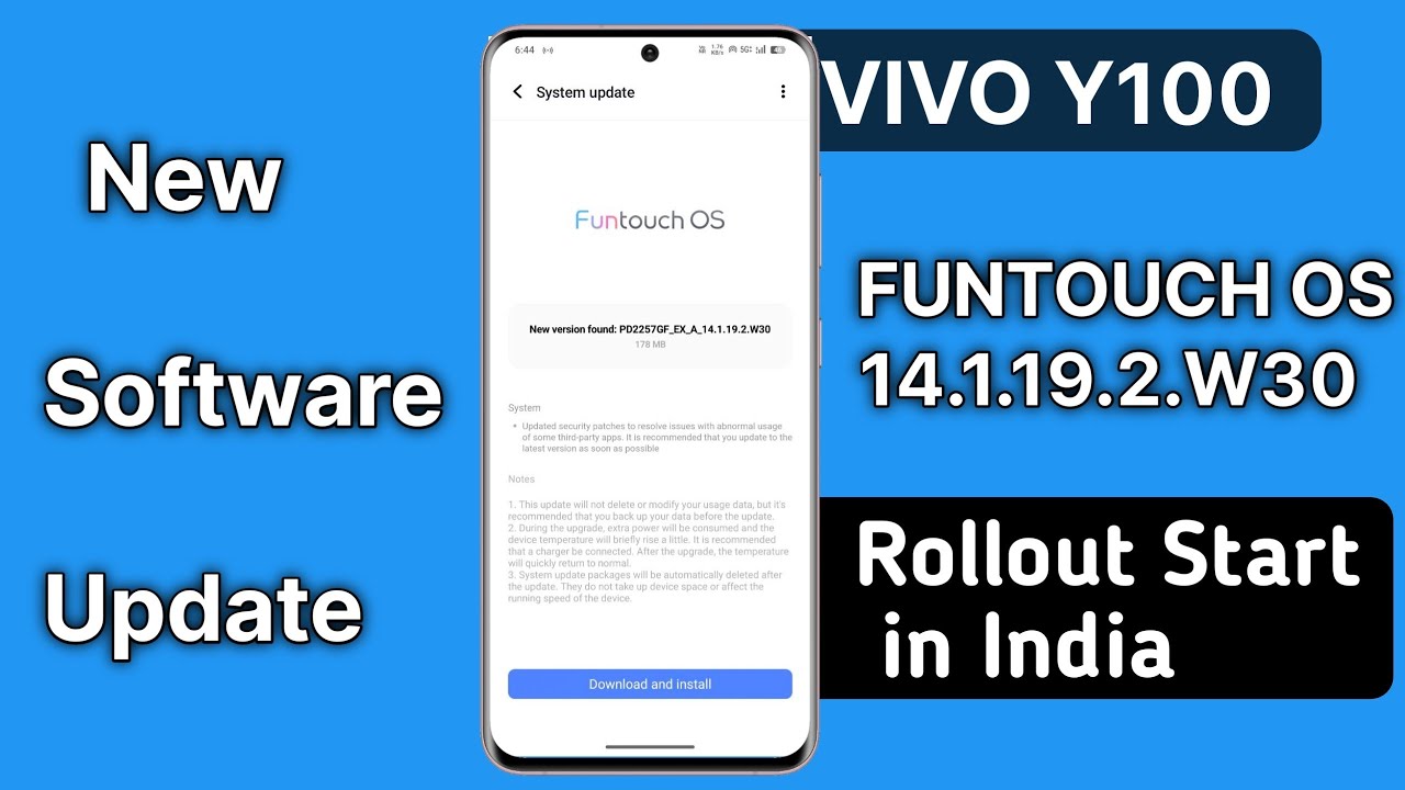 Vivo Y100 Funtouch Os 14.1.19.2.W30 New Update Rollout Start 🇮🇳 | What ...