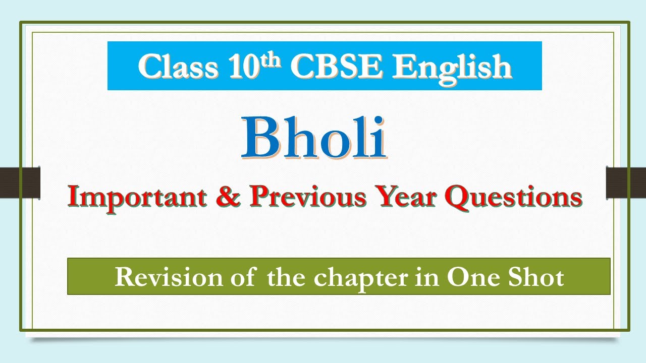 Bholi Class 10 Important Questions - YouTube