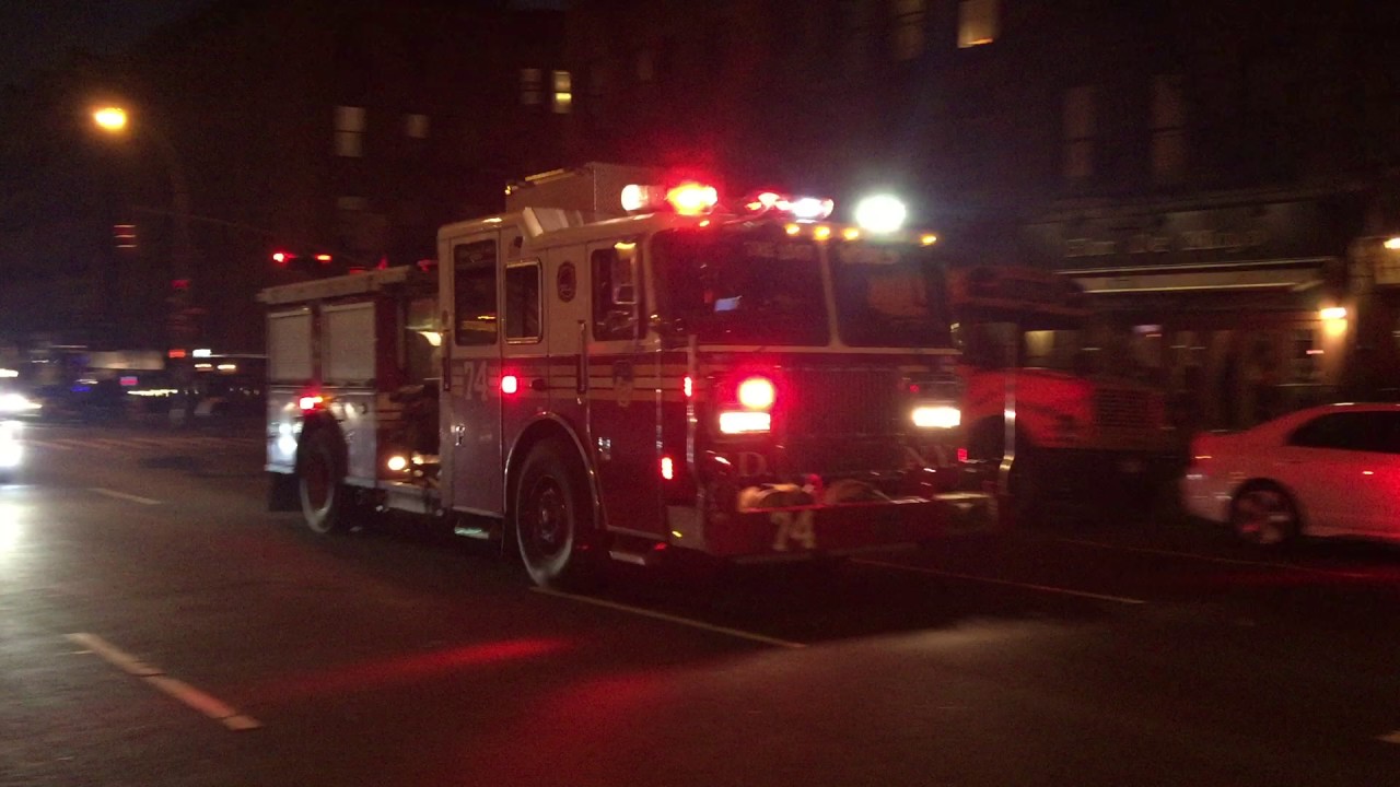 FDNY ENGINE 74 RESPONDING ON AMSTERDAM AVENUE ON THE WEST SIDE AREA OF ...