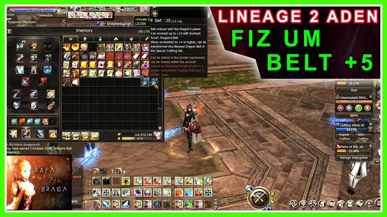 LINEAGE 2 ADEN - Fiz um DRAGON BELT +5 | Blackbird Server - YouTube