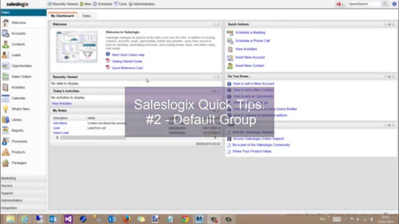 Infor CRM (formerly Saleslogix) - Default Group - YouTube