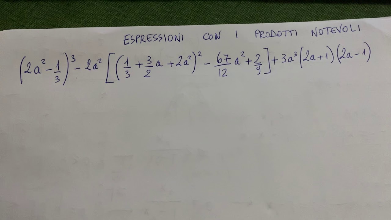 Espressioni con i prodotti notevoli - YouTube