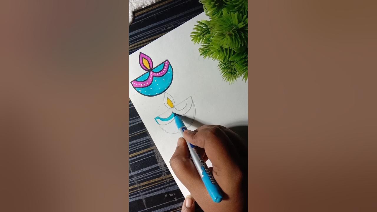 How to draw Diya 🪔. Easy diwali drawing tutorial Diya 🪔💖#shorts #diya # ...