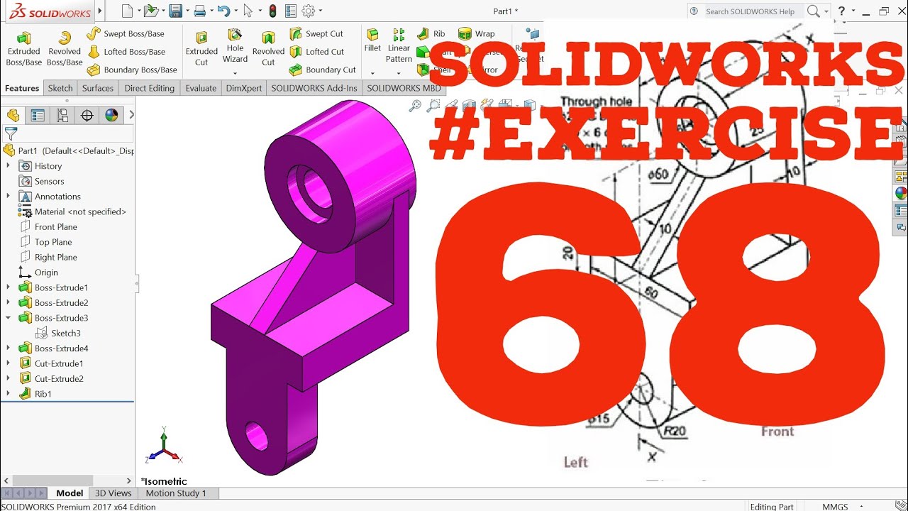 ⚡ Solidworks Tutorial Exercise 68 Solidworks Begginer Andy Solidworks