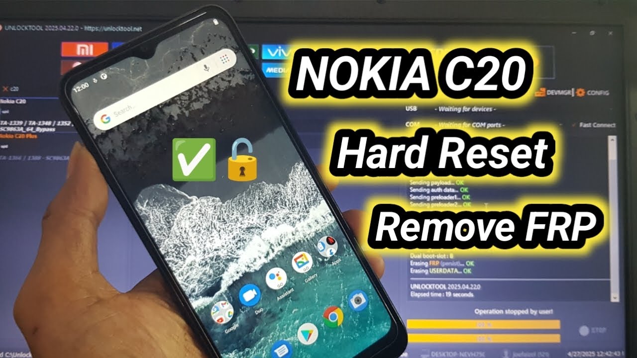 NOKIA C20 TA-1352 Hard Reset Remove screen Lock FRP Google Account ...