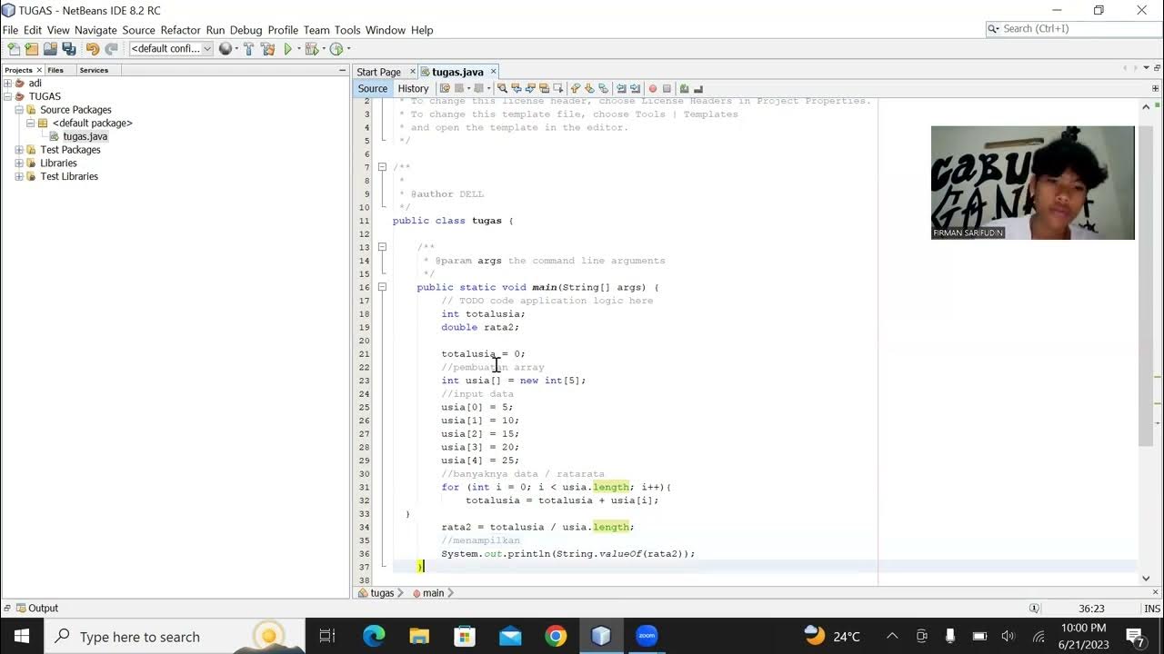 NILAI RATA RATA PADA ARRAY | TUTORIAL JAVA NETBEANS part24 - YouTube