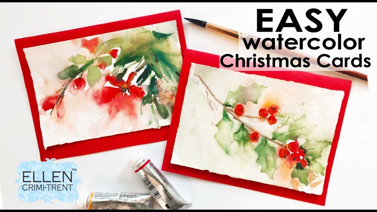 EASY Watercolor Christmas Cards- Loose abstract Christmas Floral - YouTube
