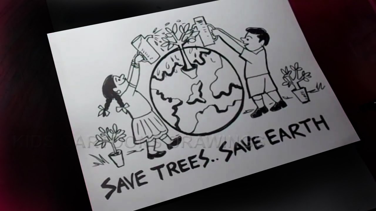 How to Draw SAVE TREES SAVE NATURE Drawing - YouTube