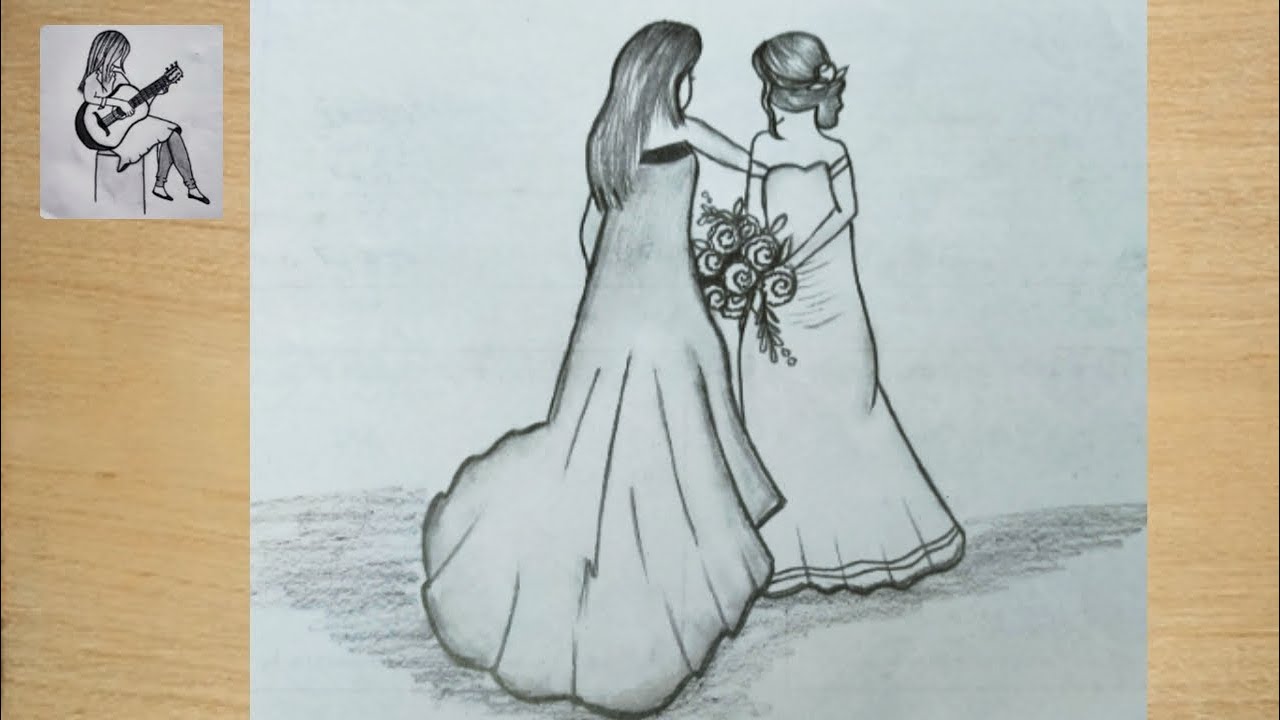 How to draw two best friend hugging | Best friend forever drawing - YouTube