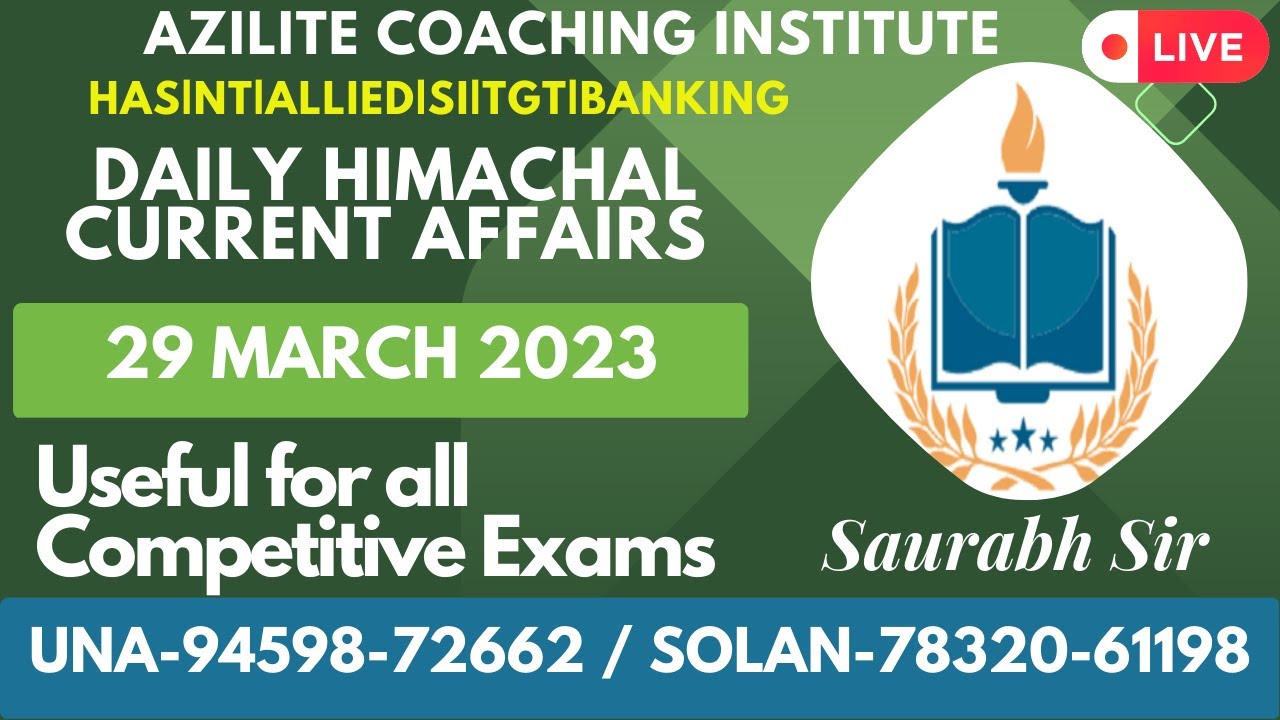 HP Current Affairs 29 March2023|DAILY CA MCQ|STATE|NATIONAL ...