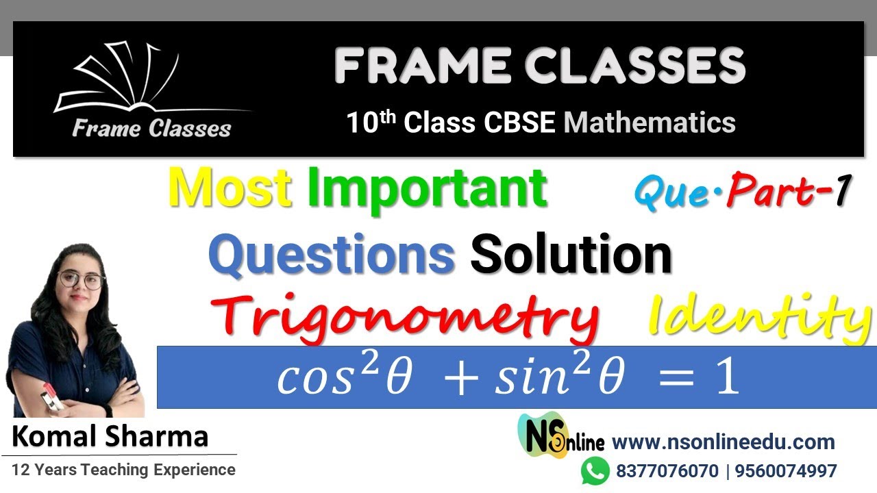 Trigonometry Identitytrigonometry Class 10 Chapter 8questions 2173