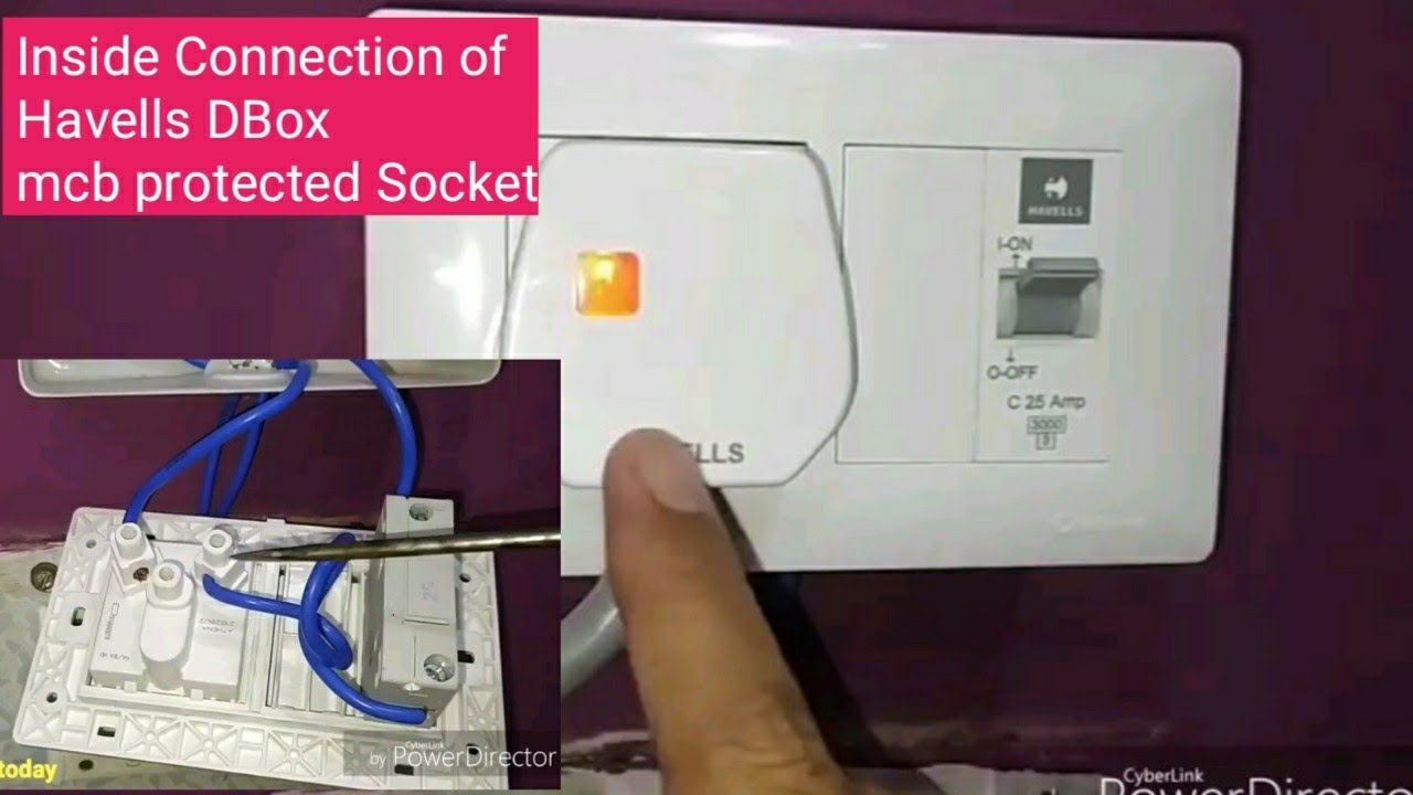 Inside Havells DBox,MCB Protected Socket,Connection of Havells DBox ...