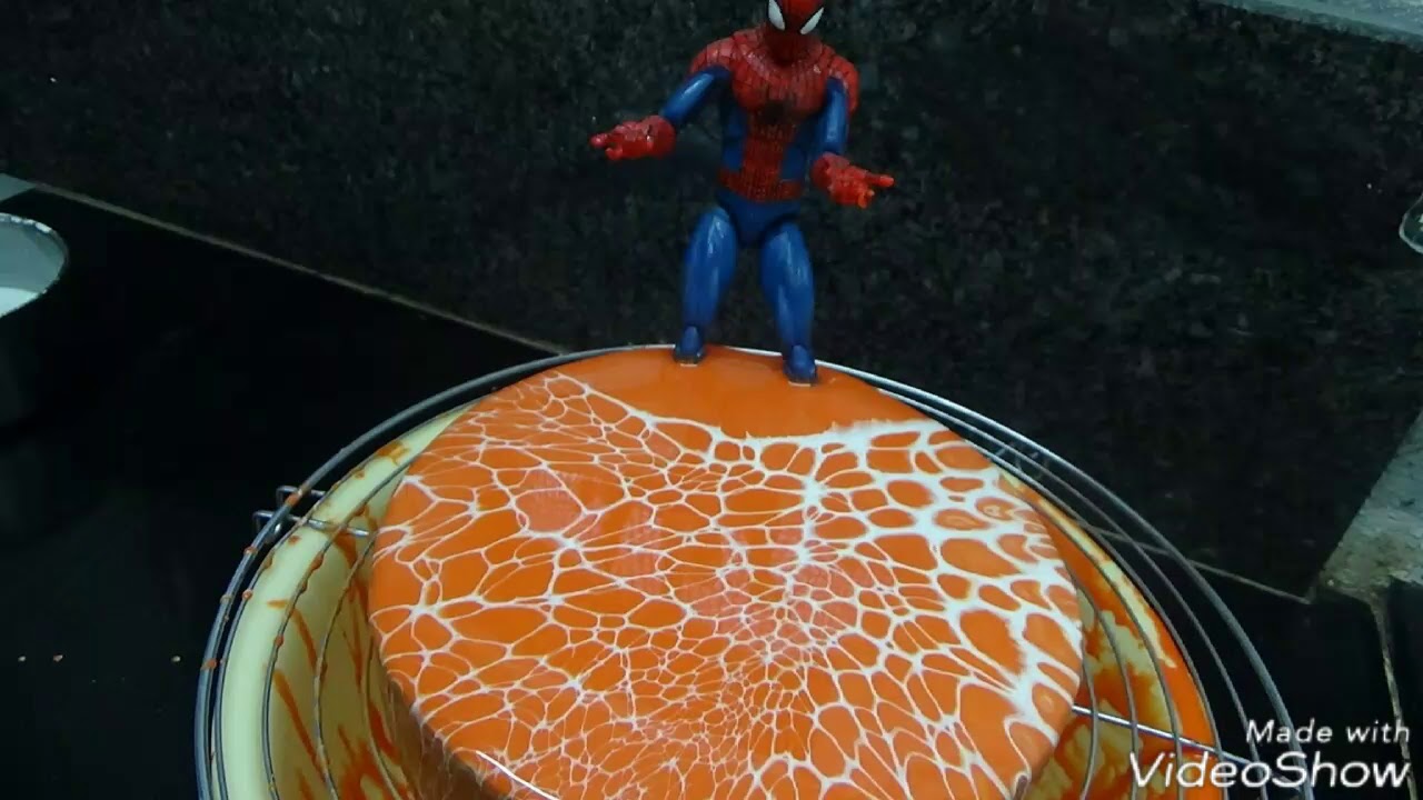 Orange Spider Man Mirror Glaze Cake - YouTube