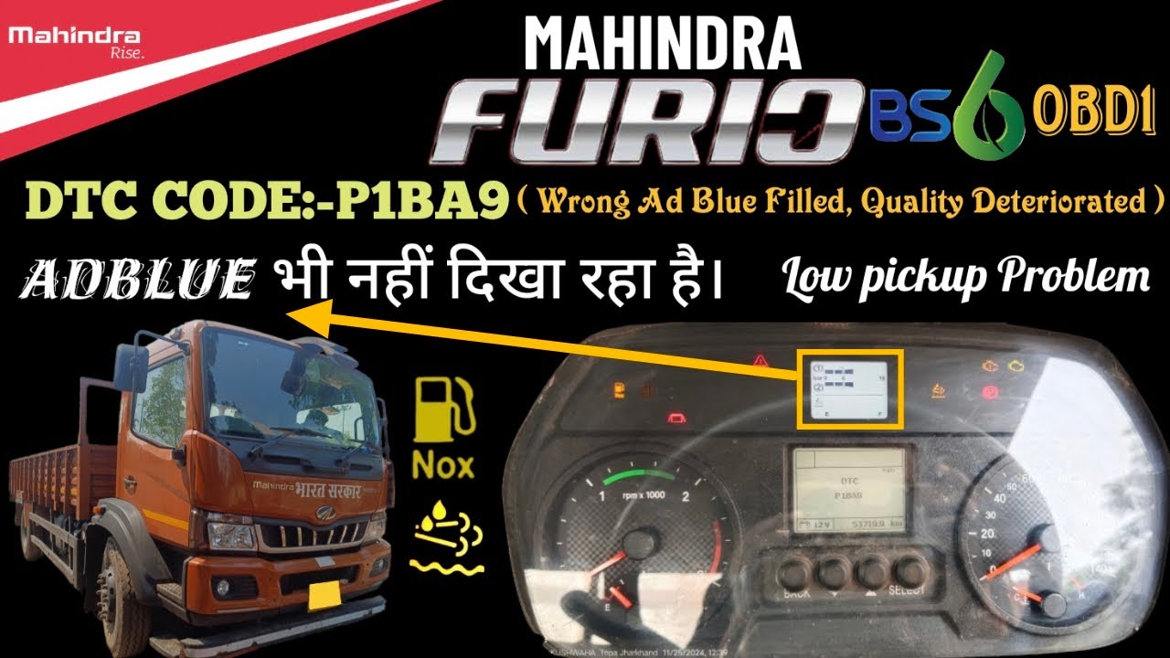 MAHINDRA FURIO 16 BS6 OBD1 TRUCK ME DTC CODE P1BA9 ATA HAI OR URIYA ...