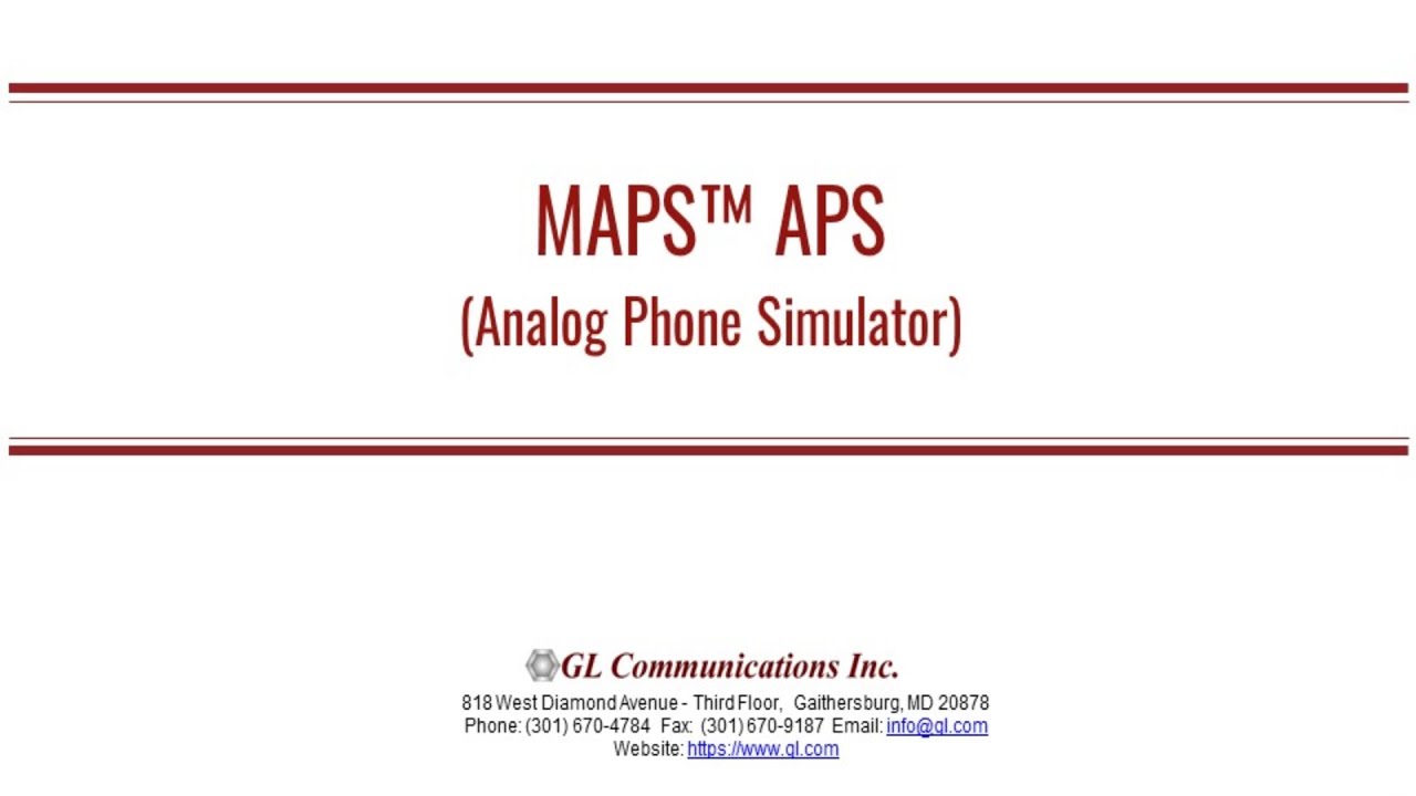 MAPS™ APS (Analog Phone Simulator) - DEMO - YouTube