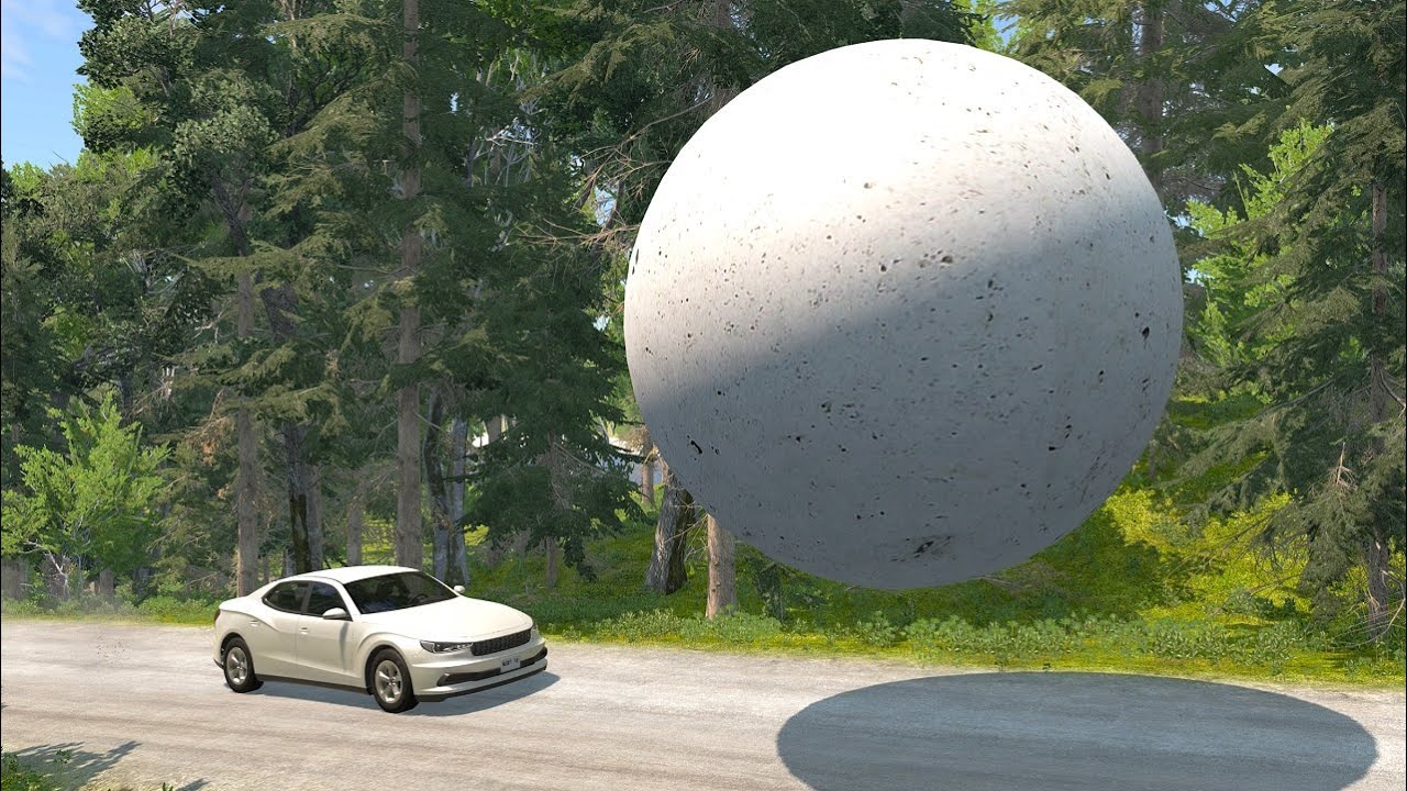 1000 ton ball vs cars #1 – BeamNG.Drive - YouTube