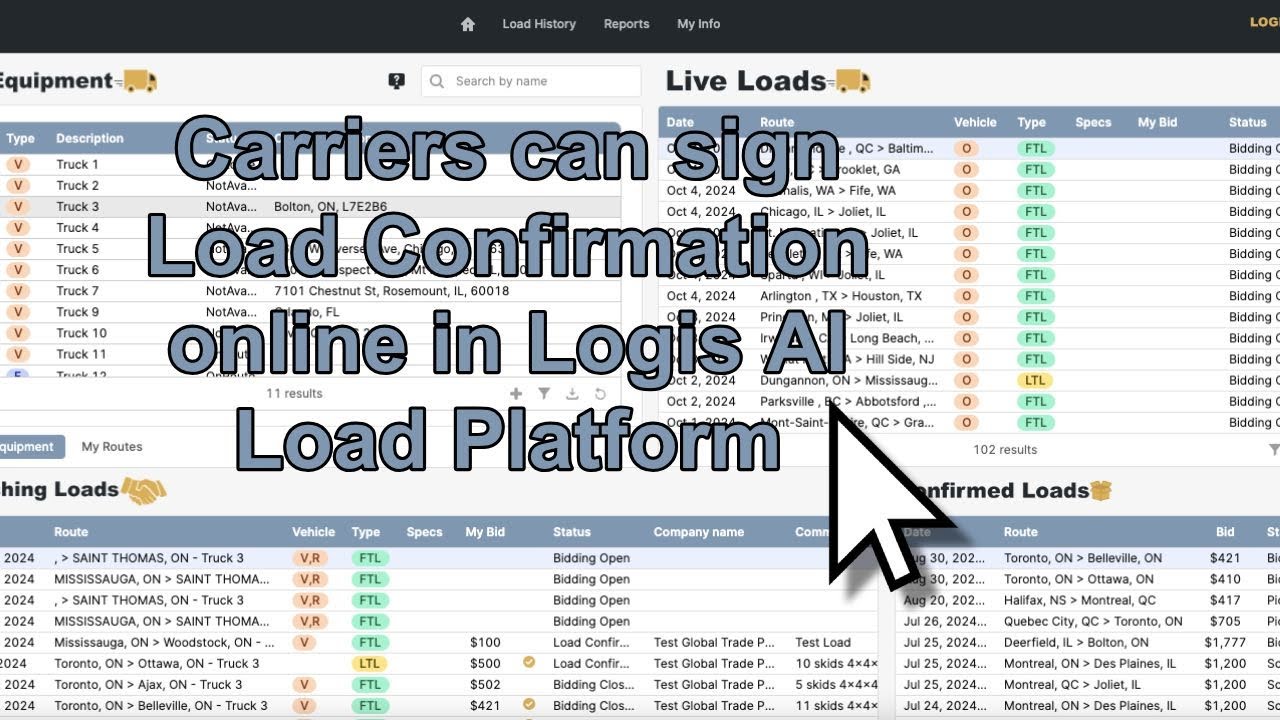 Carriers can sign Load Confirmation online in Logis AI Load Platform ...